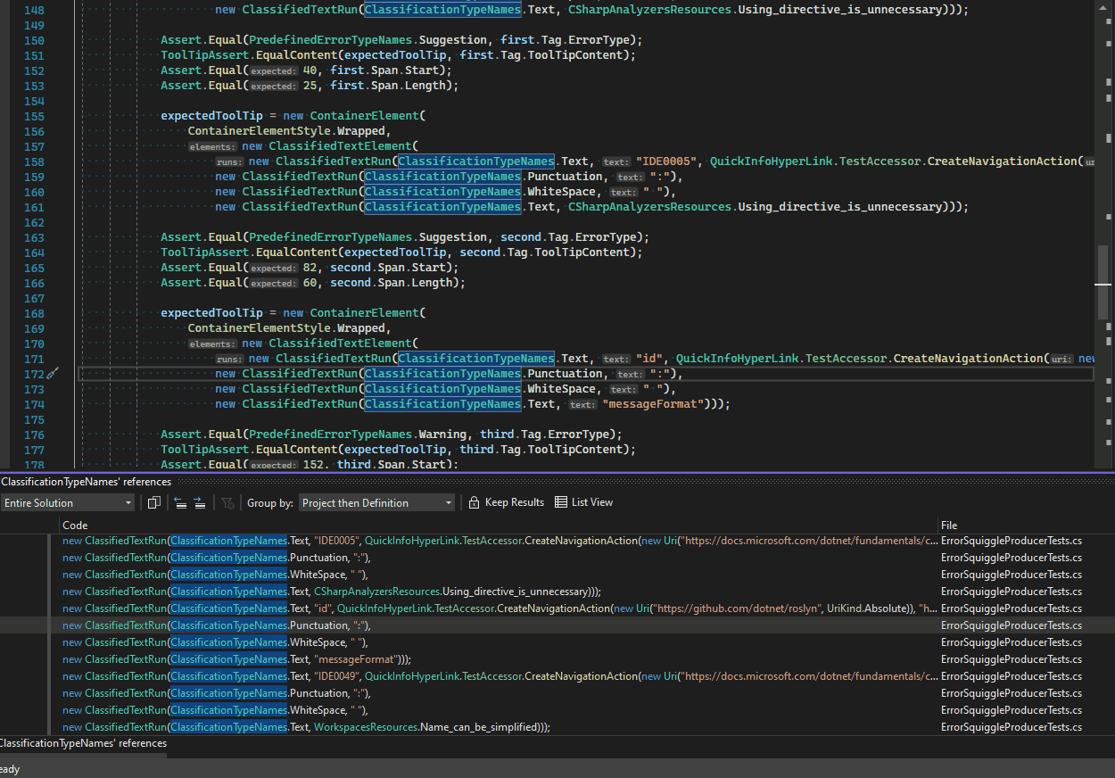 Navigating between lines in "Find References" result changes focus in ...