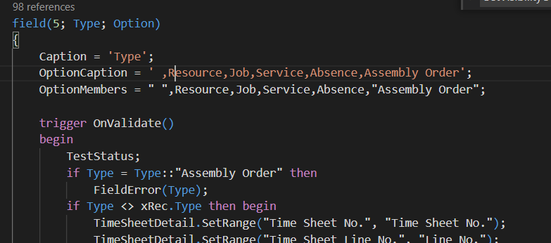 Request for option to enum data type conversion of field Type Table 951 TimeSheetLine · Issue ...