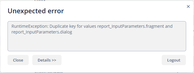Duplicate key for values report_InputParameters.fragment and report_InputParameters.dialog ...