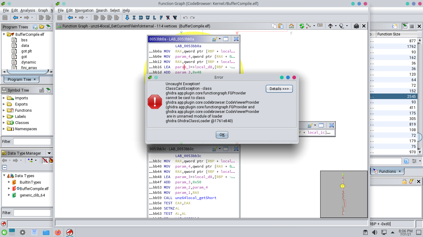 Uncaught Exception Error !! · Issue #3288 · NationalSecurityAgency/ghidra · GitHub