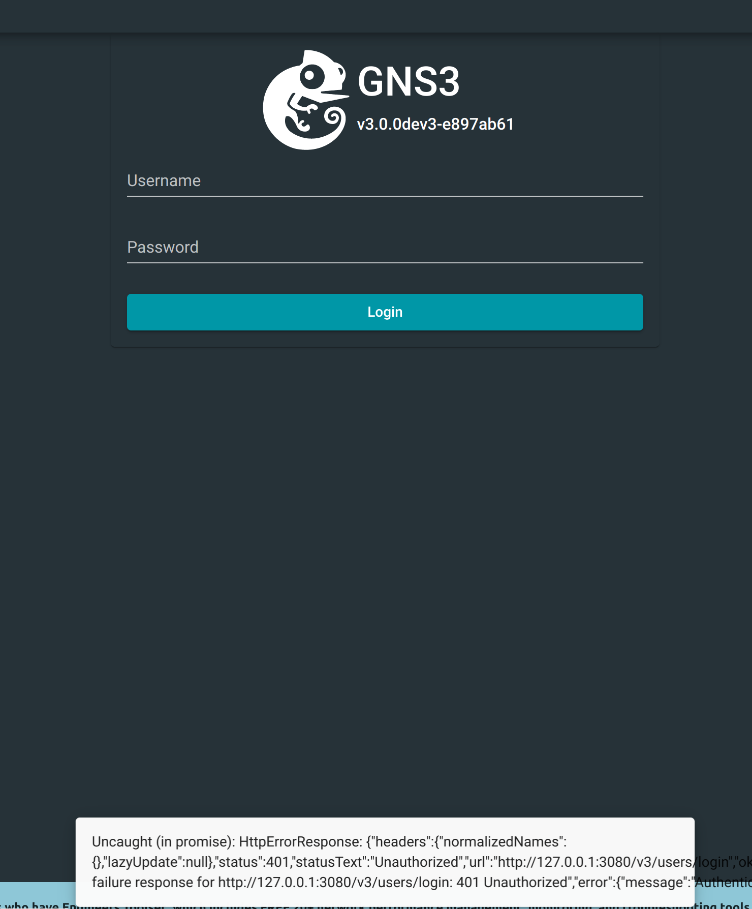 Error loop when starting web-ui with already configured server · Issue #1268 · GNS3/gns3-web-ui ...