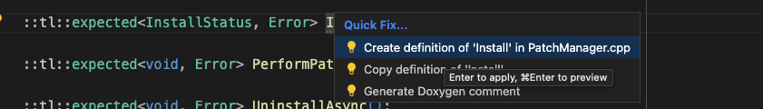 Create definition via `Quick Fix...` hover - not working · Issue #11157 · microsoft/vscode ...