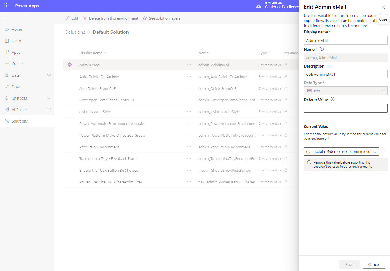 [BUG]: Edit Environment variable from managed solution · Issue #591 · microsoft/powerapps-tools ...