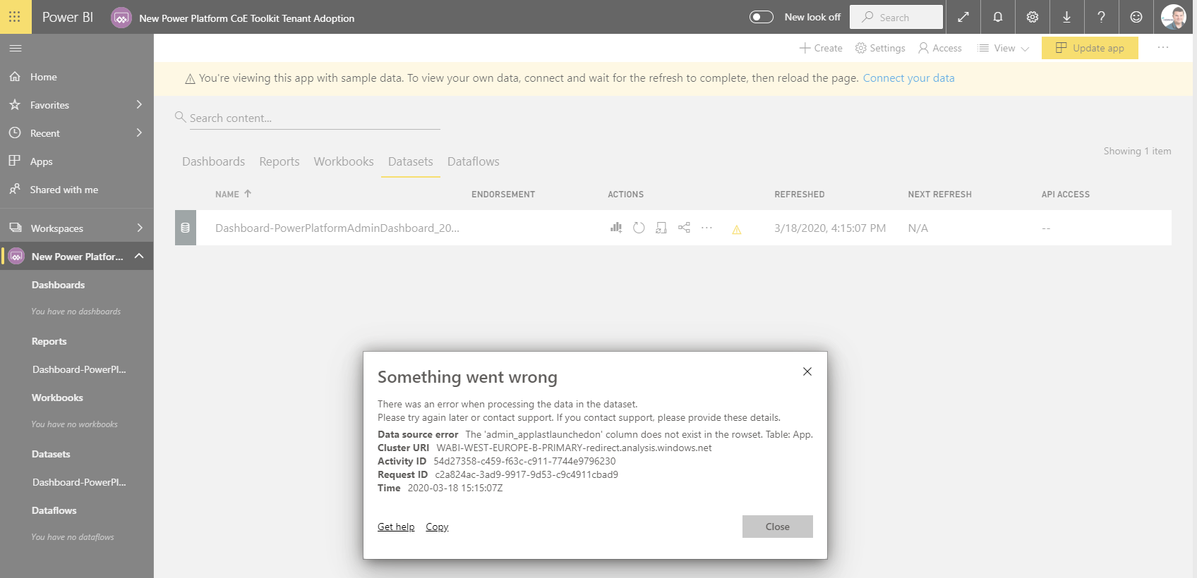 [BUG]: Power BI Dashboard columns do not exist in rowset · Issue #144 · microsoft/powerapps ...