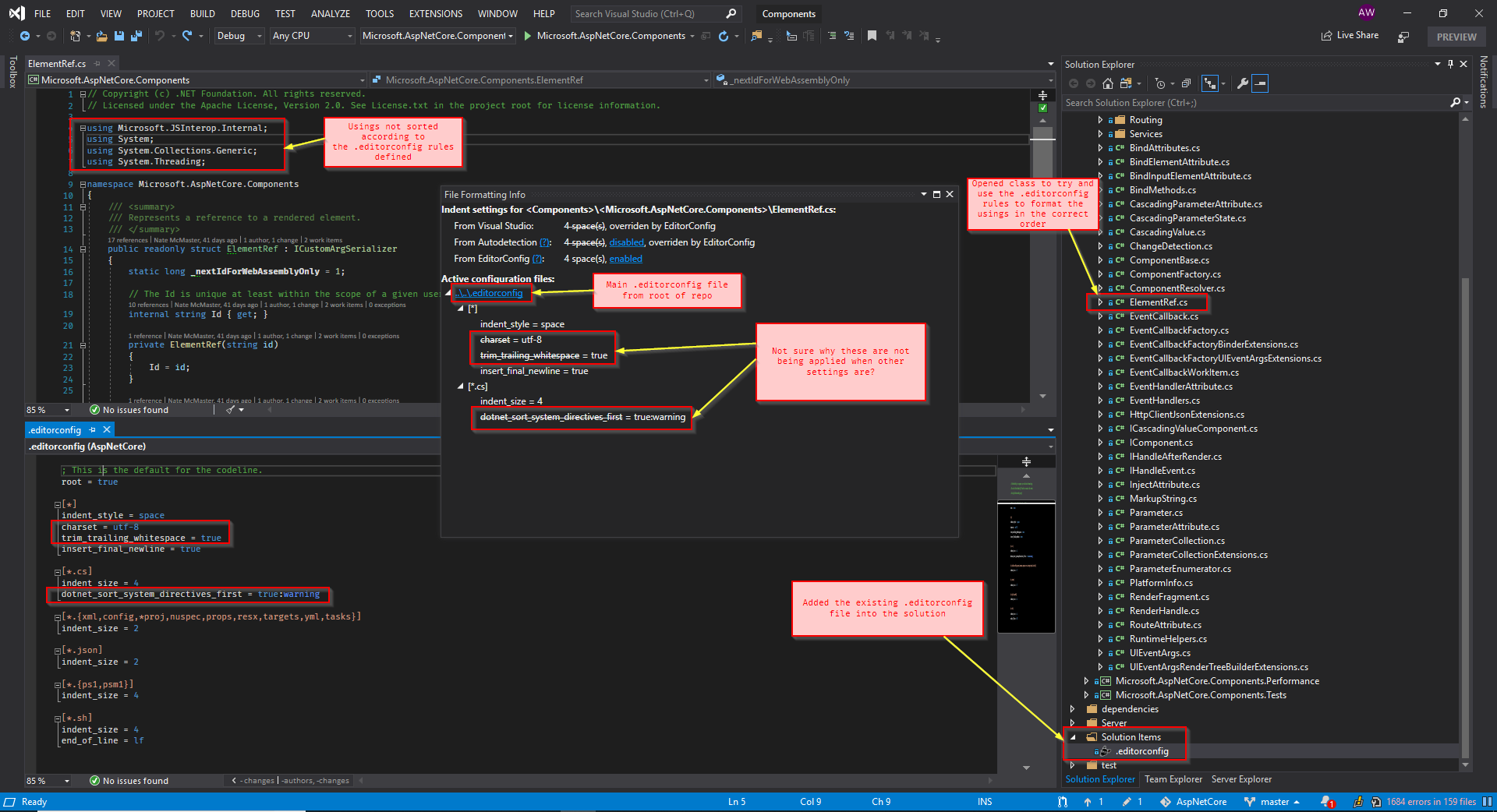 Editorconfig Settings Being Ignored In Aspnetcore Repo · Issue 33715