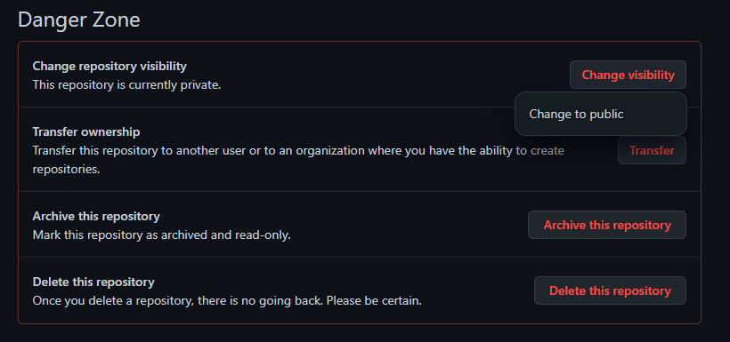 Cannot change visibility of repository · community · Discussion #46870 · GitHub