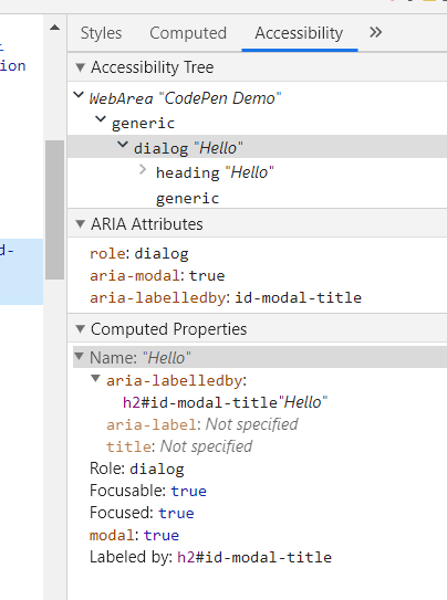 "Dialog" not announced by the screen reader when the modal opens ...