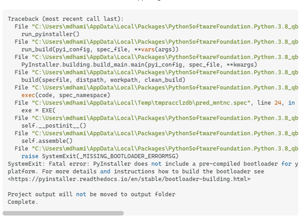conversion to .exe unsuccessful, bootloader error · Issue #287 ...