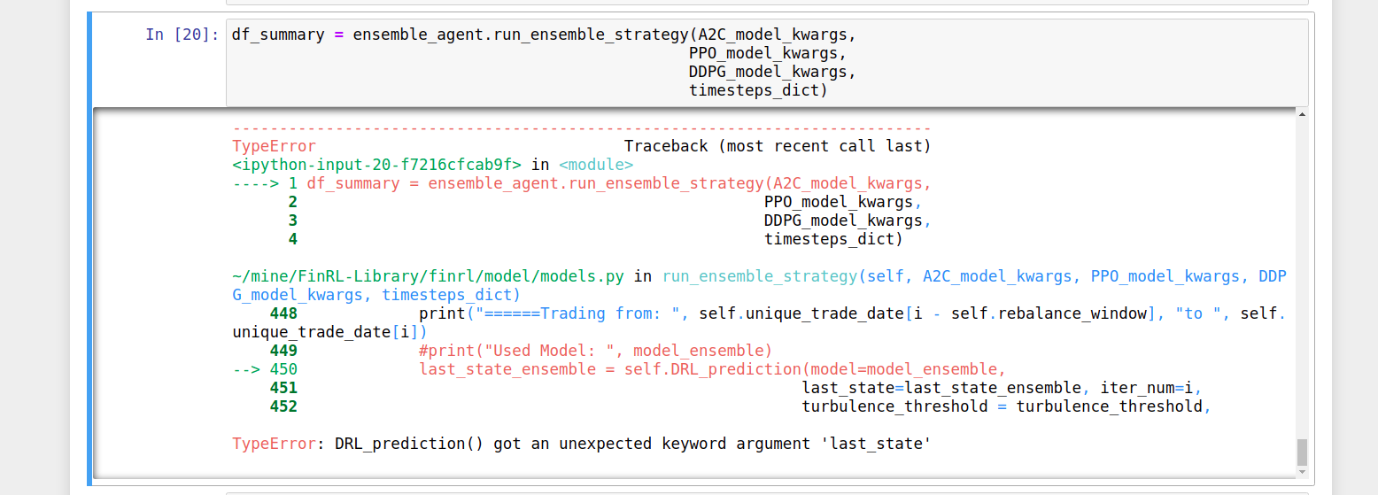 run_ensemble_strategy: DRL_prediction() got unexpected keyword argument · Issue #198 ...