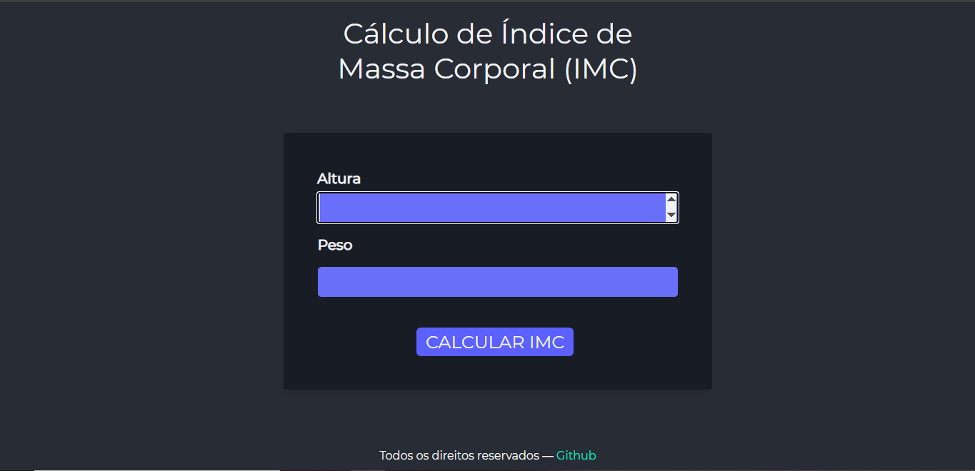 GitHub - FIXER3600/Calculadora-IMC: Calculadora de Índice de Massa Corporal desenvolvido com ...
