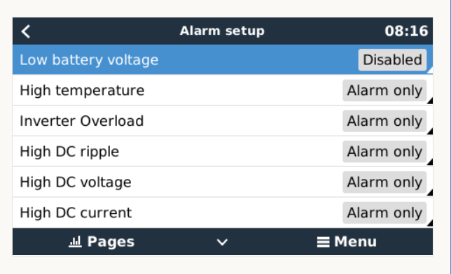 Low Battery Voltage Alarm if /Info/MaxDischargeCurrent = 0 · Issue #407 ...