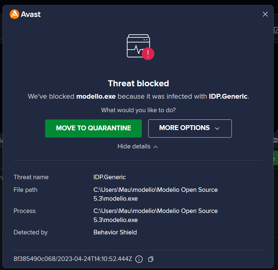 Modelio.exe was blocked by anti-virus, infected by IDP.Generic · Issue #63 · ModelioOpenSource ...
