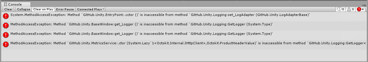 Github For Unity Throws Exception In Unity 20171f3 With Net 46