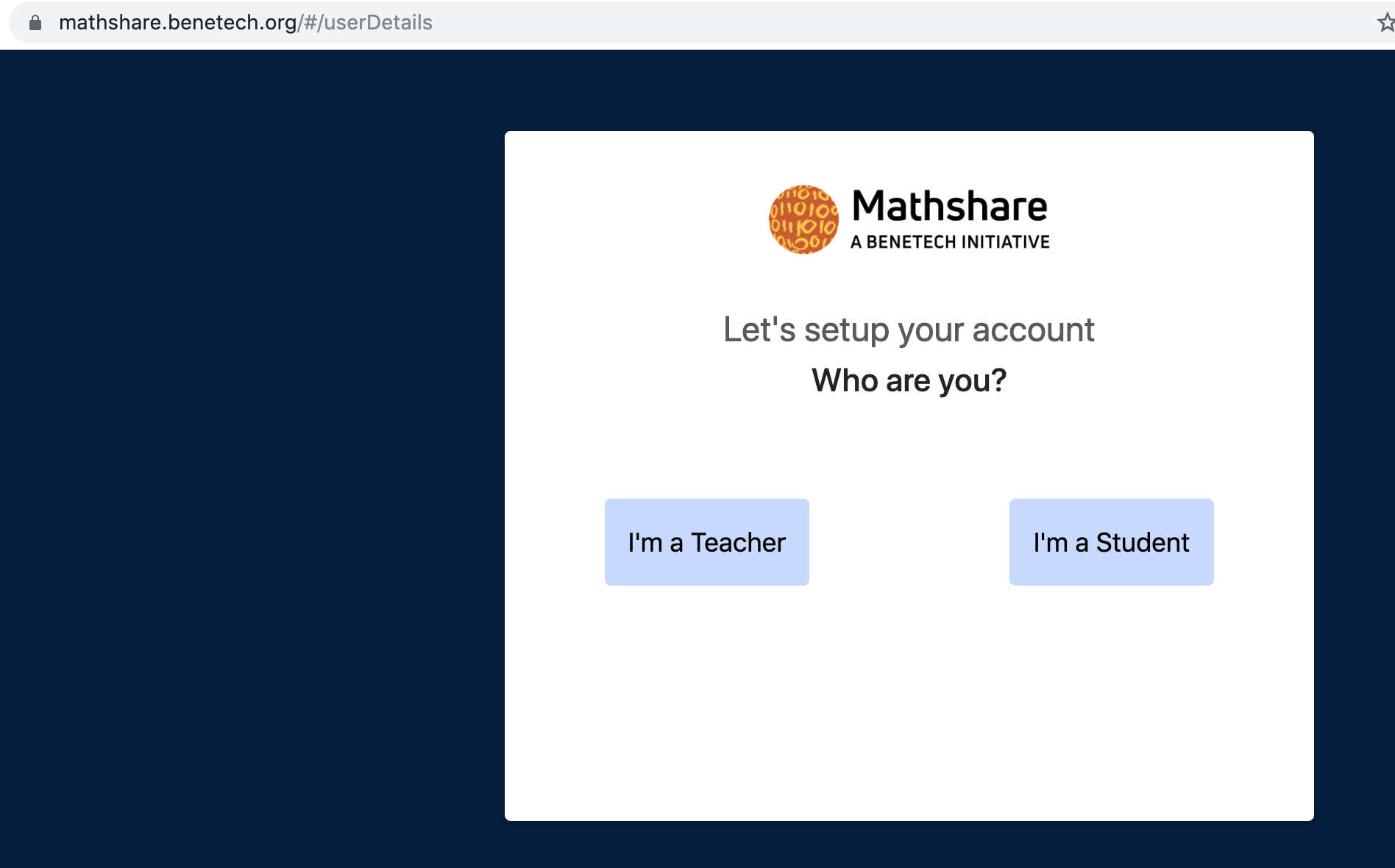 Teacher vs Student vs Continue without choosing · Issue #827 · benetech/MathShare · GitHub