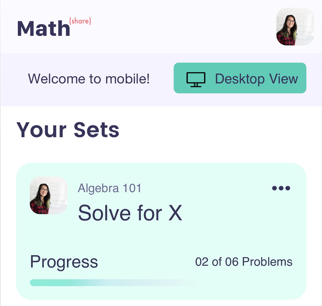 Banner: Switch to Desktop (Mobile > Dashboard) · Issue #1410 · benetech/MathShare · GitHub