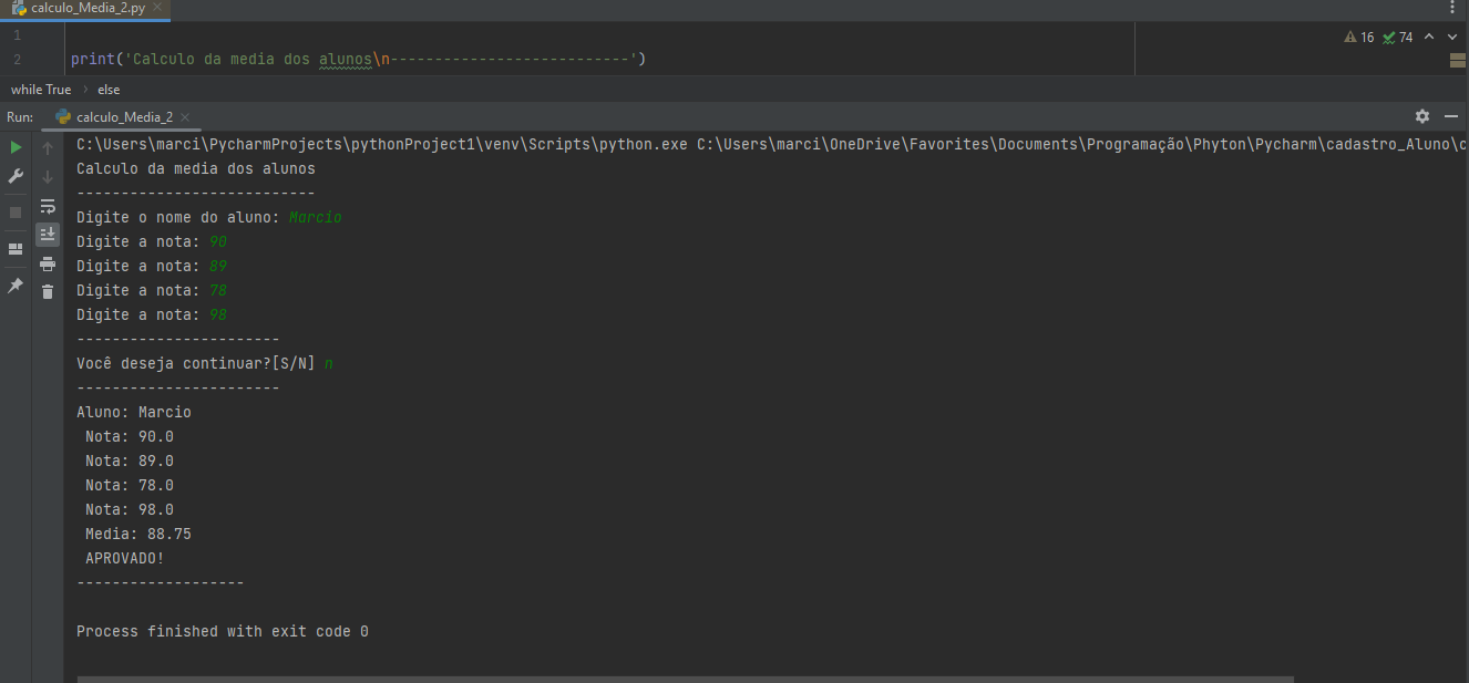 GitHub - MarcioLima76/Calculo-de-media_Alunos: Código escrito em Python ...