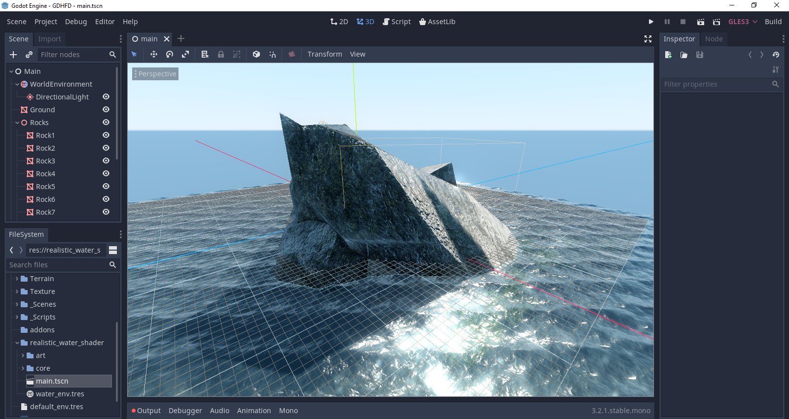 Does not work on 3.2 · Issue #1 · godot-extended-libraries/godot-realistic-water · GitHub