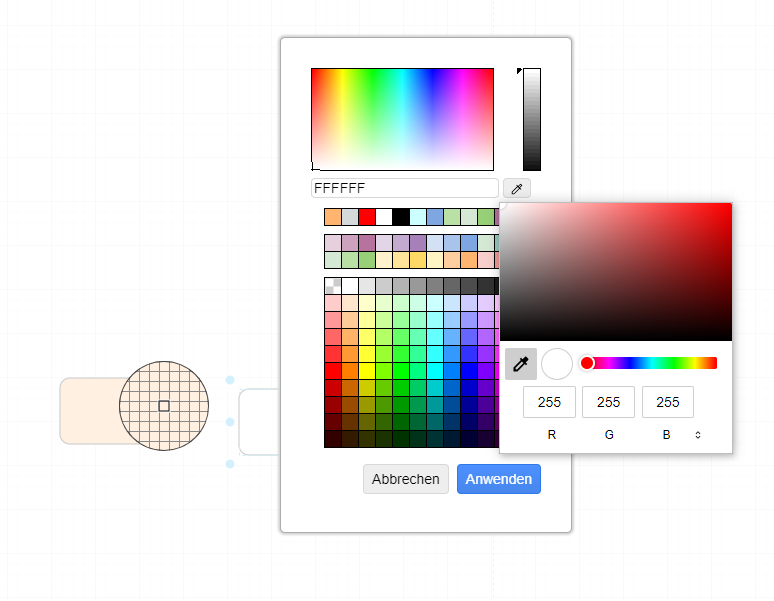 Color picker in the color palette is useless because of semi-transparent background layer ...