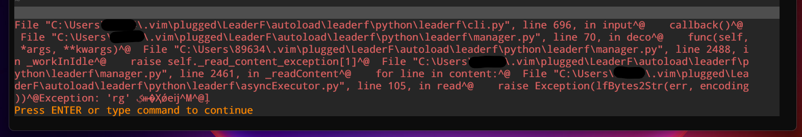 Leaderf rg error · Issue #967 · Yggdroot/LeaderF · GitHub