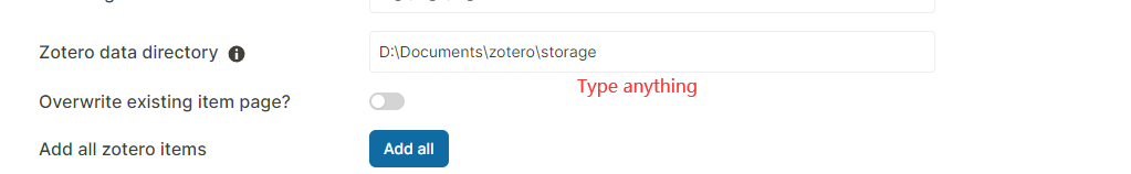 Cannot type anything in "Zotero data directory" when connecting to Zotero, otherwise config.edn ...