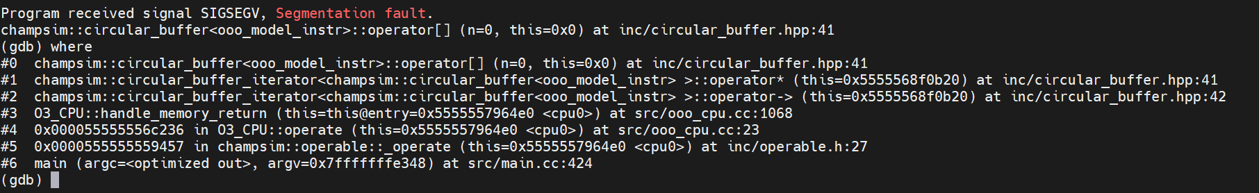 Segmentation fault on disabled page randomization, specific page ...