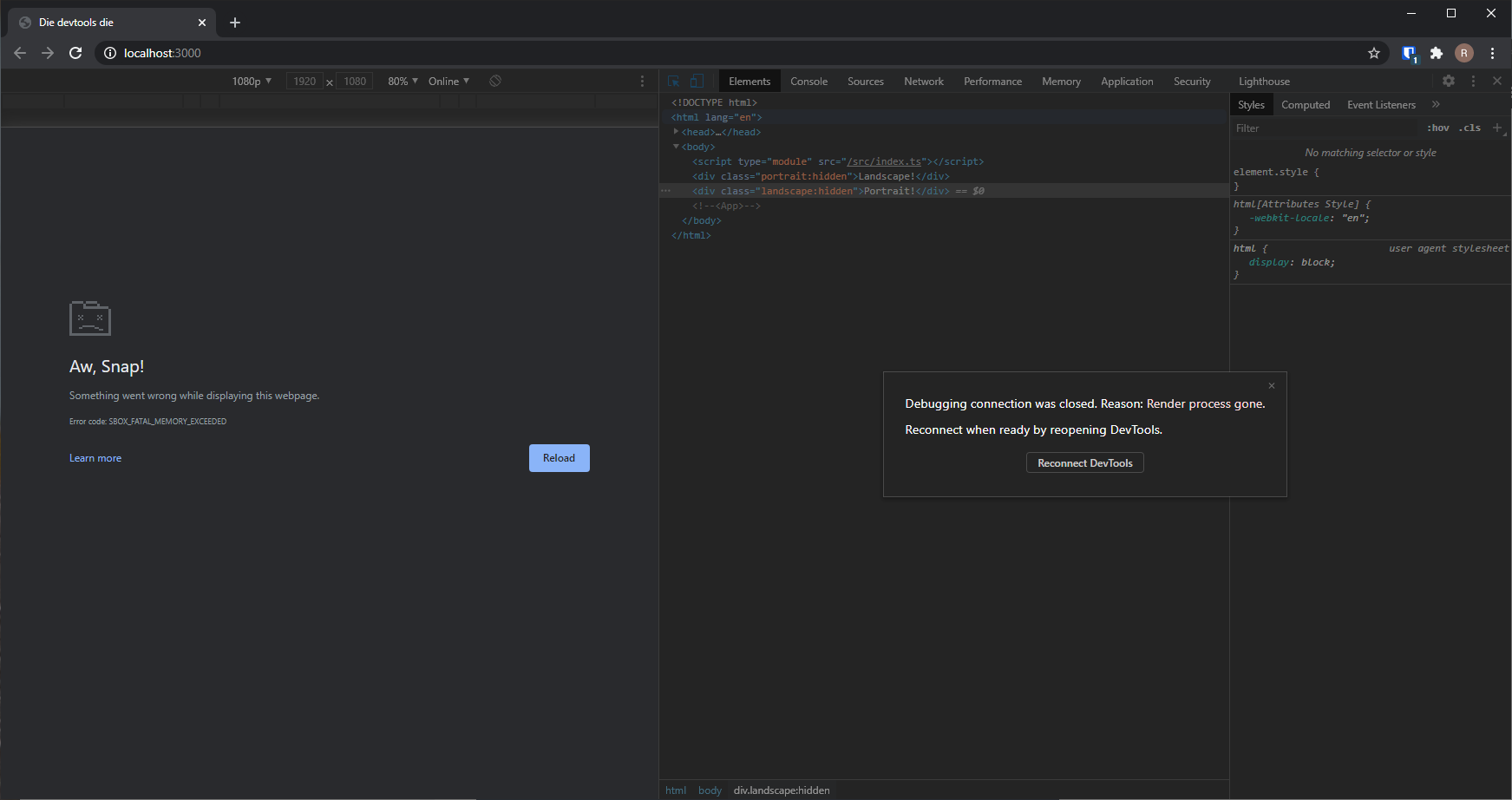 tailwind config crashing chrome devtools · Issue #2418 · tailwindlabs/tailwindcss · GitHub