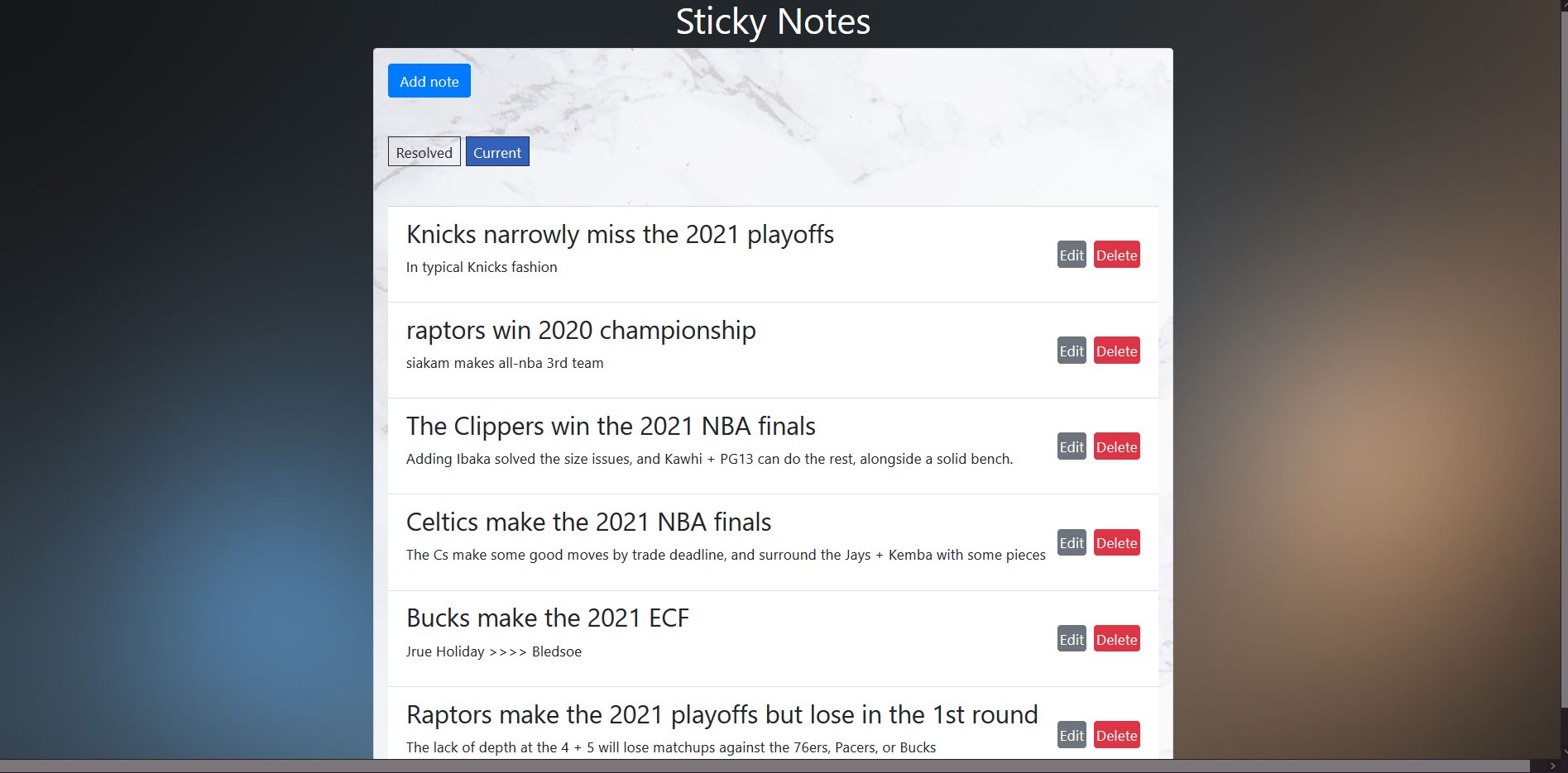 GitHub - patrick-xie/sticky-notes: A single page application that ...