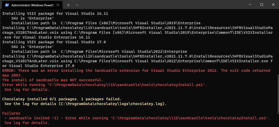V2021 11 7 0 Chocolatey Package Fails To Install Against Vs 2022 · Issue 885 · Ewsoftware Shfb