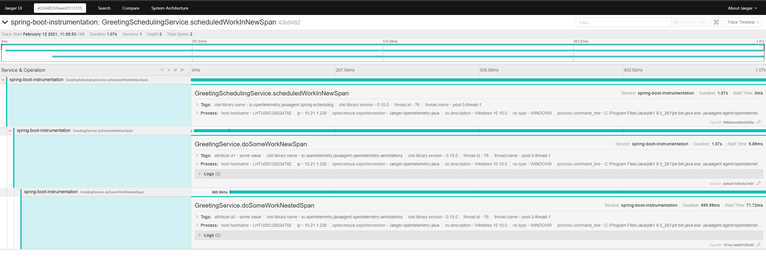 Nested `@WithSpan` are not honored with `version: 0.16.0` as in ...