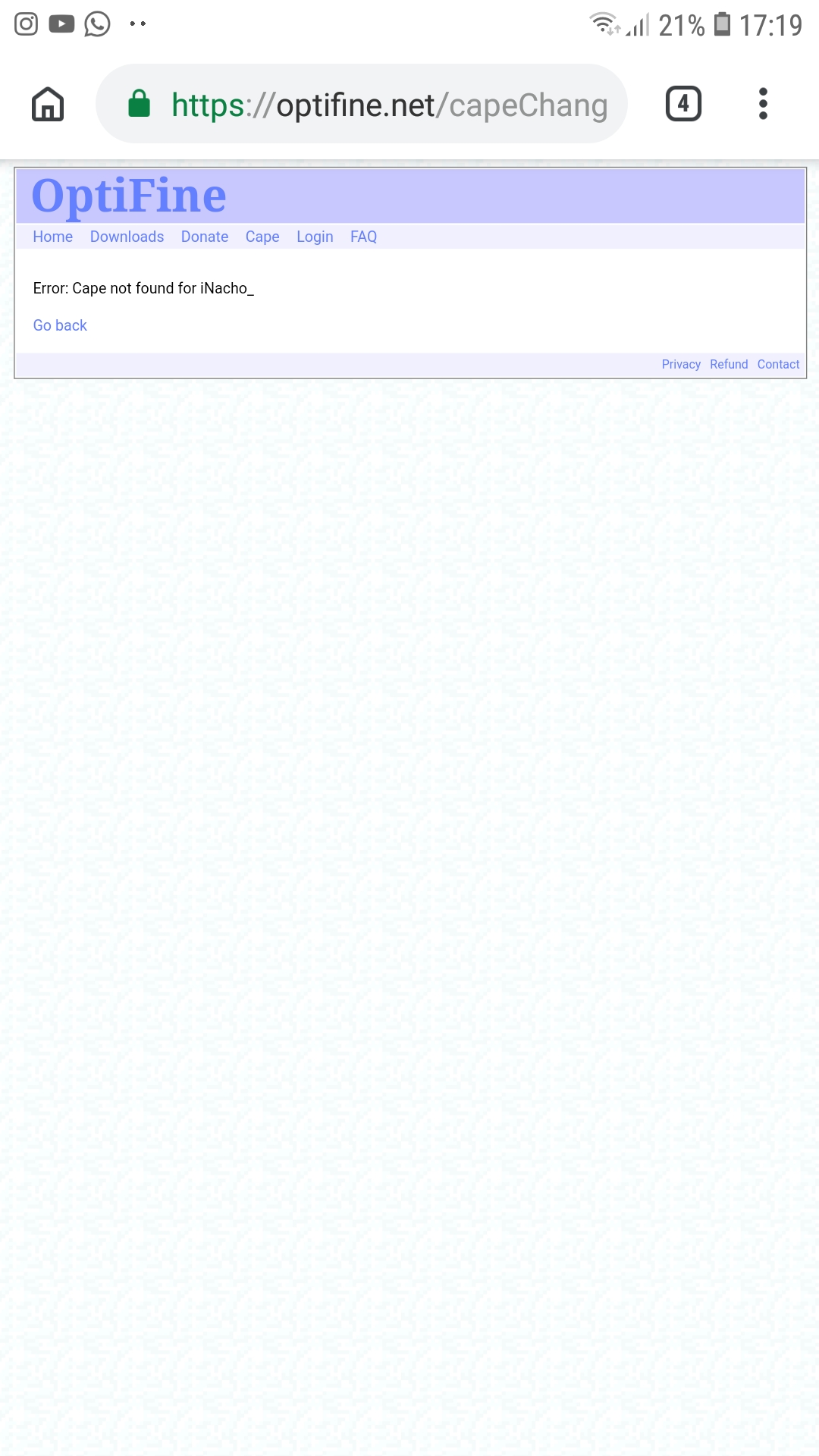 "Cape not found" · Issue #2196 · sp614x/optifine · GitHub