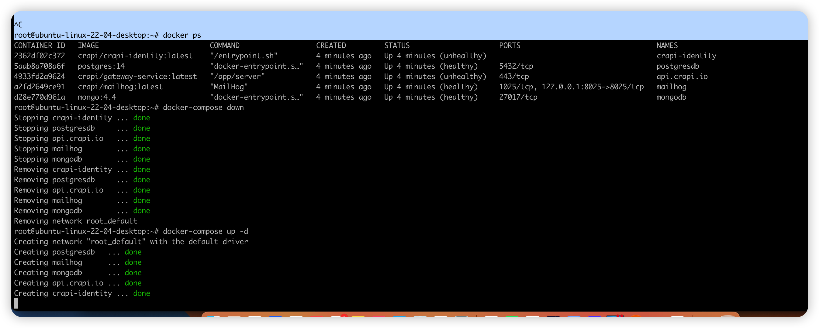 Install crapi for the first time(ERROR: for crapi-web Container "28eac0bf7569" is unhealthy ...