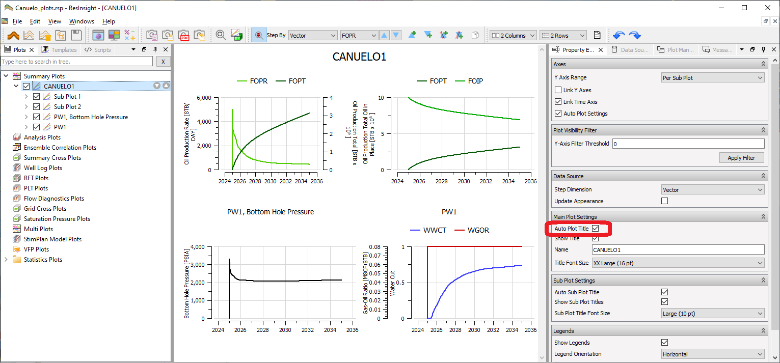 Auto plot title check box not responding · Issue #9681 · OPM/ResInsight · GitHub