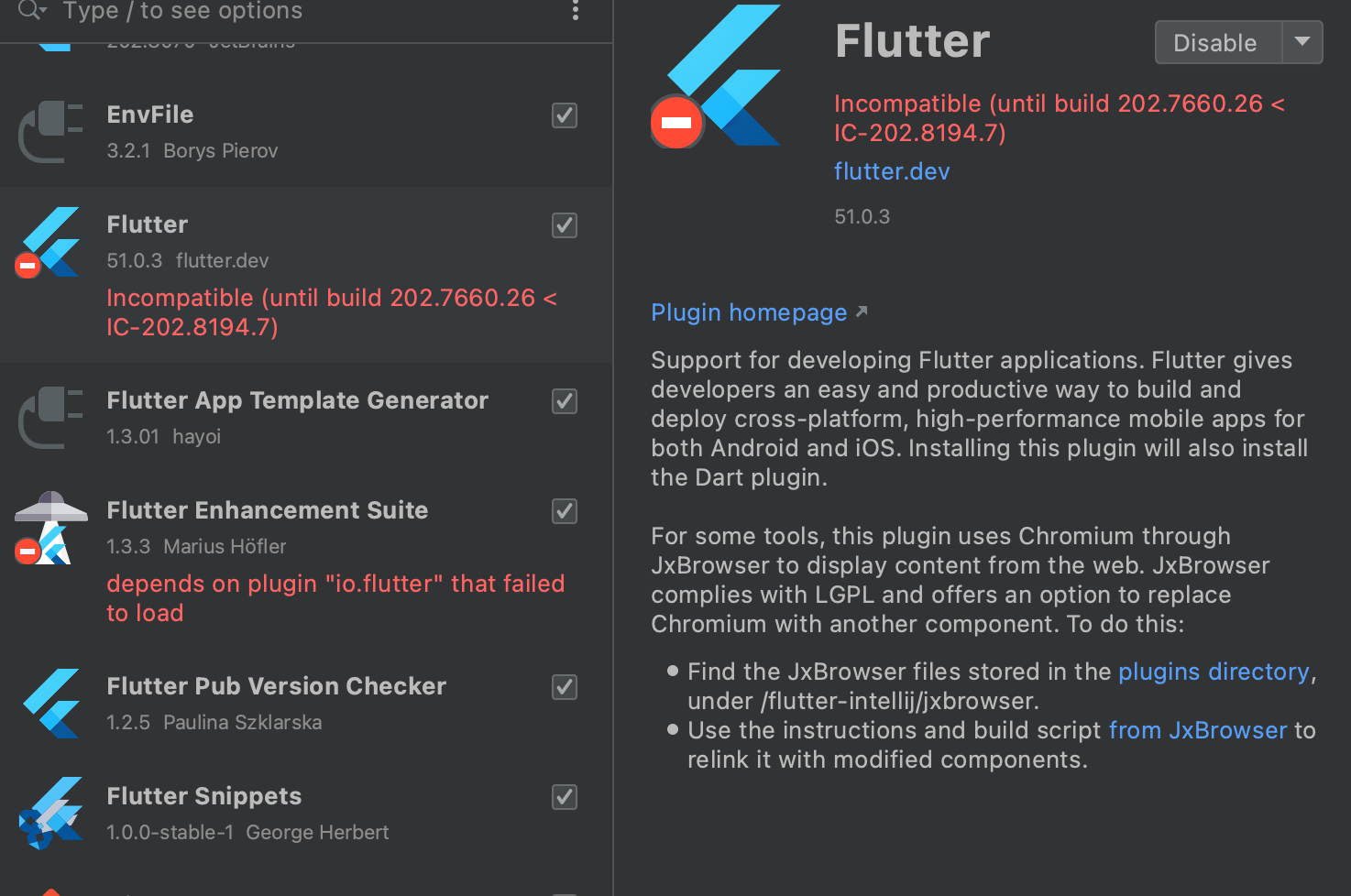 Incompatibility with IntelliJ 2020.2.4 · Issue #5077 · flutter/flutter-intellij · GitHub