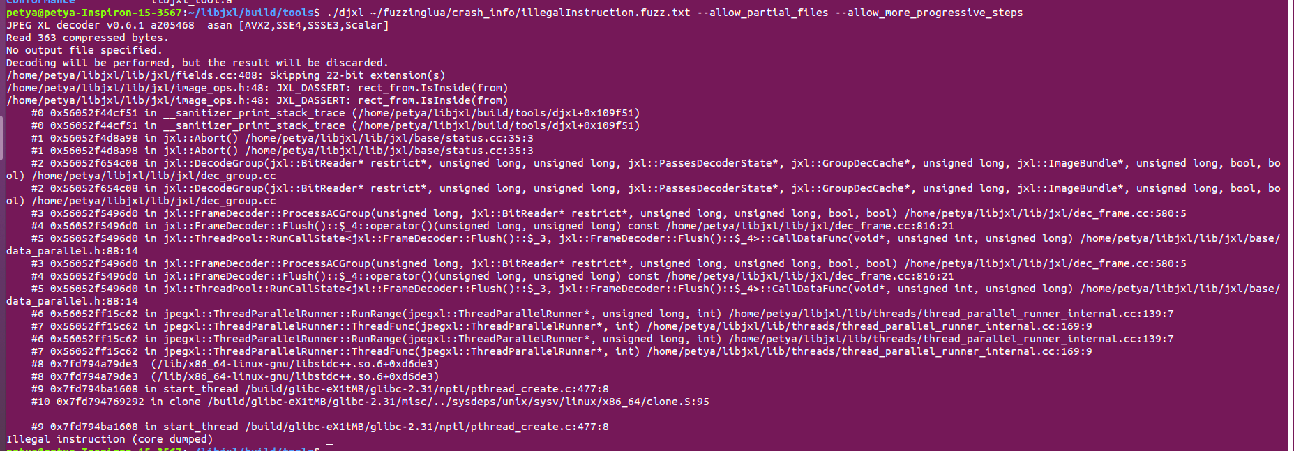 Decoder illegal instruction crash with allow_partial_files and allow_more_progressive_steps ...