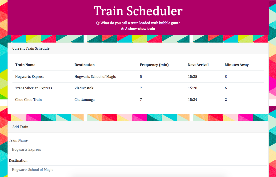 GitHub - haleylanebrown/TrainScheduler
