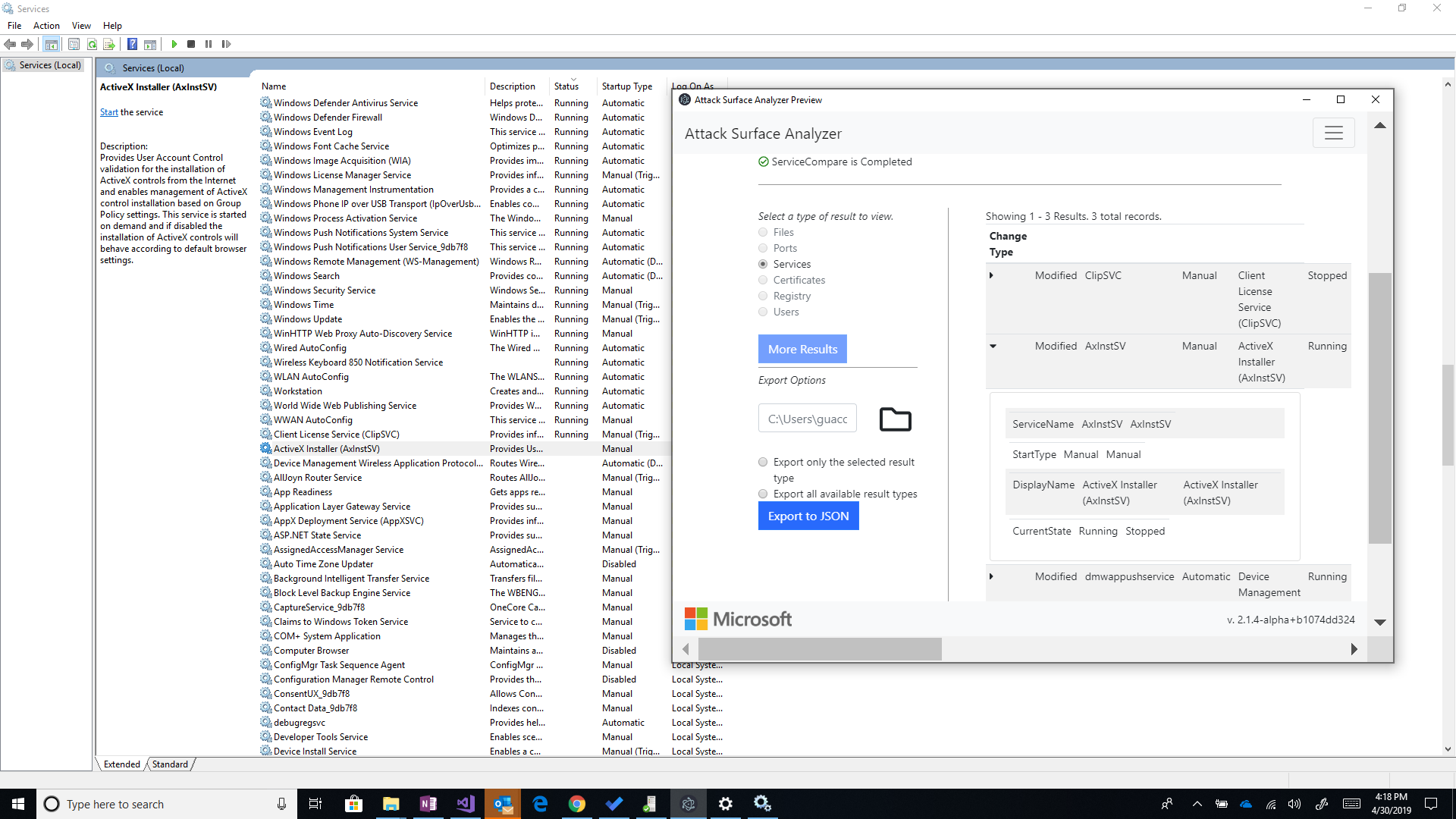 Service Status in Results Summary Is Incorrect · Issue #181 · microsoft/AttackSurfaceAnalyzer ...