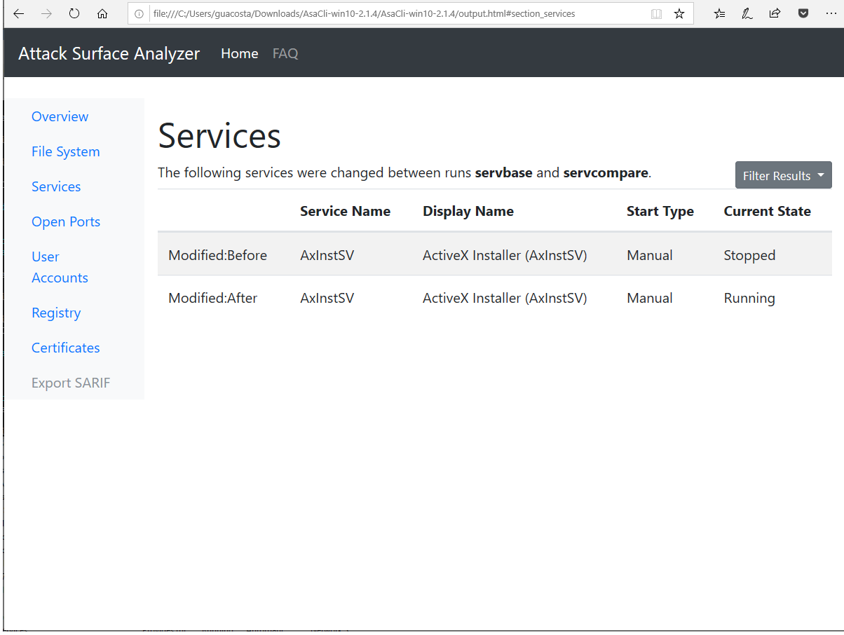 Service Status in Results Summary Is Incorrect · Issue #181 · microsoft/AttackSurfaceAnalyzer ...