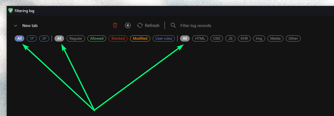 `Filtering Log` — Use another icon (or highlight it) when filtering criteria are set · Issue ...