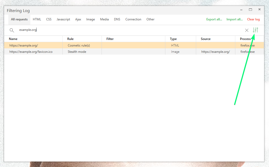 `Filtering Log` — Use another icon (or highlight it) when filtering criteria are set · Issue ...