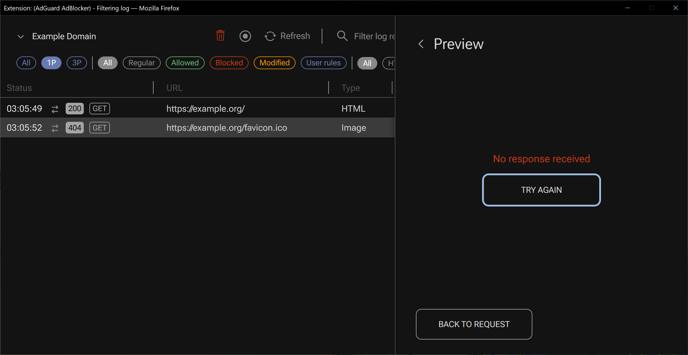 Minor UI issue (button `ᴛʀʏ ᴀɢᴀɪɴ` not outlined when using TAB) in `Filtering log` · Issue #2326 ...