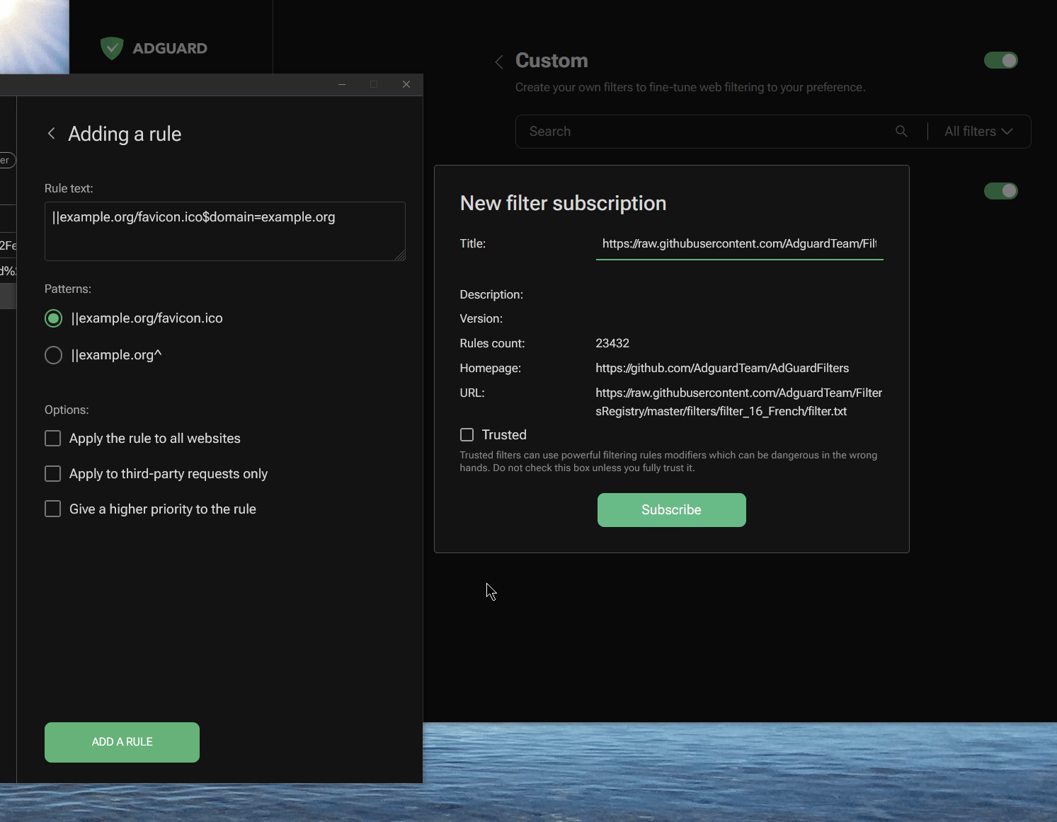 Rule options are not clickable in the filtering log · Issue #2521 · AdguardTeam ...