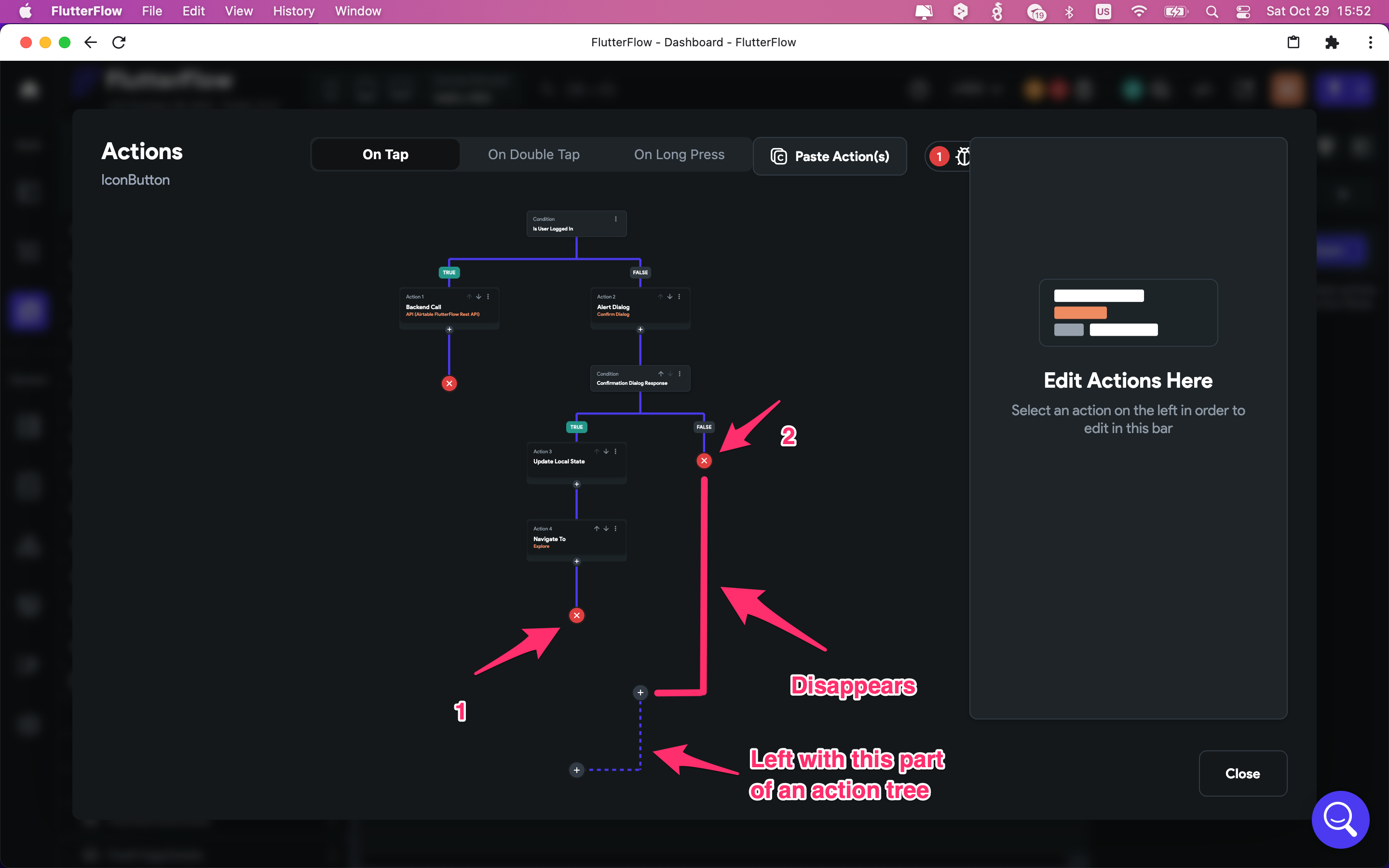 Terminating Actions Leaves Actions Hanging In No Where · Issue 49 · Flutterflow Flutterflow