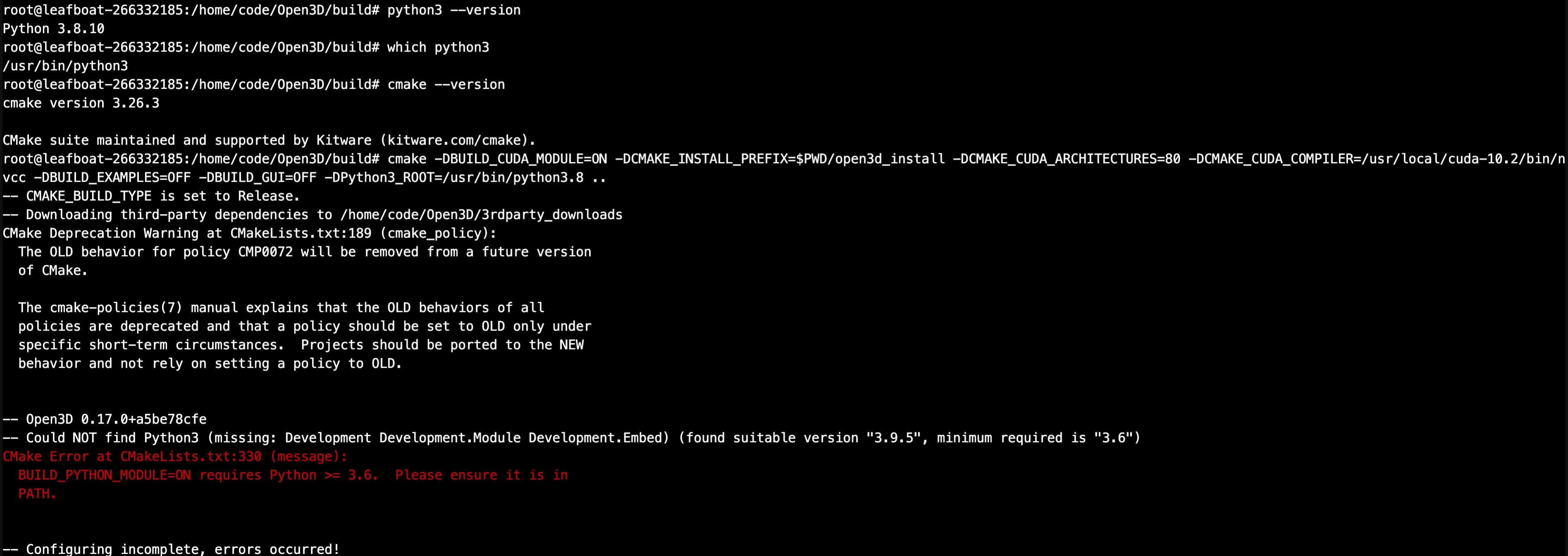 Build raise require python >= 3.6, but requirements already satisfied. · Issue #6154 · isl-org ...