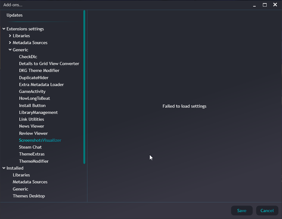 Settings Page Fails To Load · Issue 81 · Lacro59playnite Screenshotsvisualizer Plugin · Github