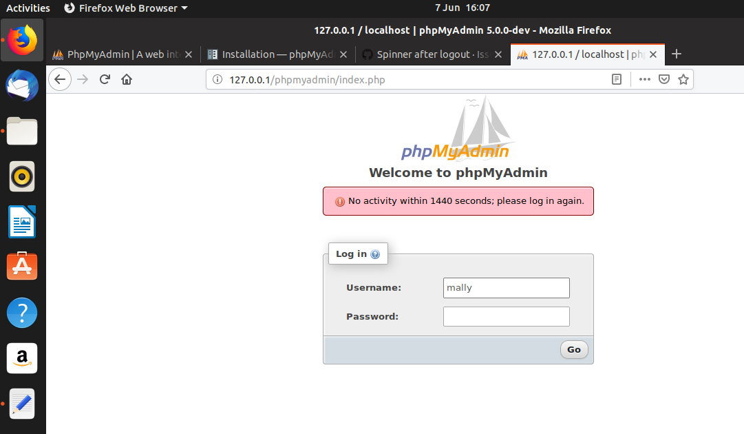 Spinner after logout · Issue #15249 · phpmyadmin/phpmyadmin · GitHub