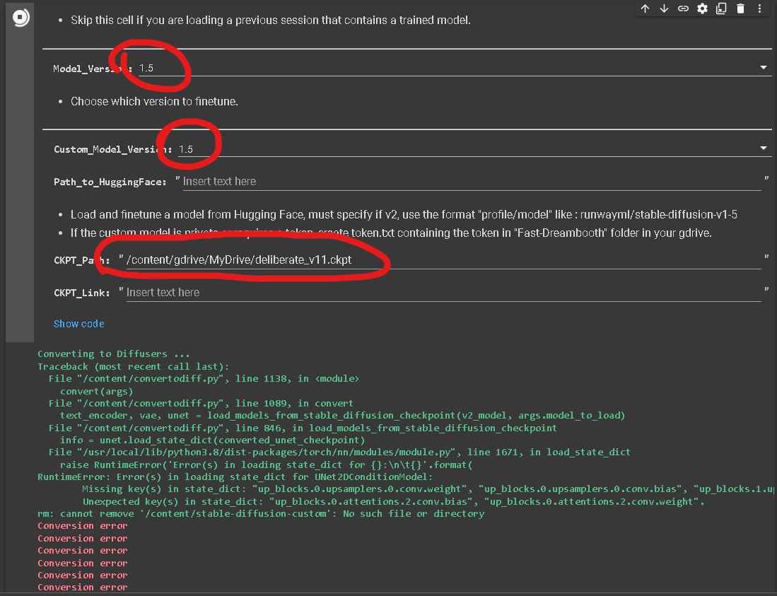 Conversion Error In Ben's Dreambooth Colab When Adding CKPT File · Issue #1578 · TheLastBen/fast ...