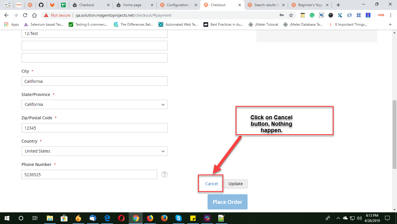 Checkout page_Cancel link is not working in the payment section · Issue #22508 · magento ...