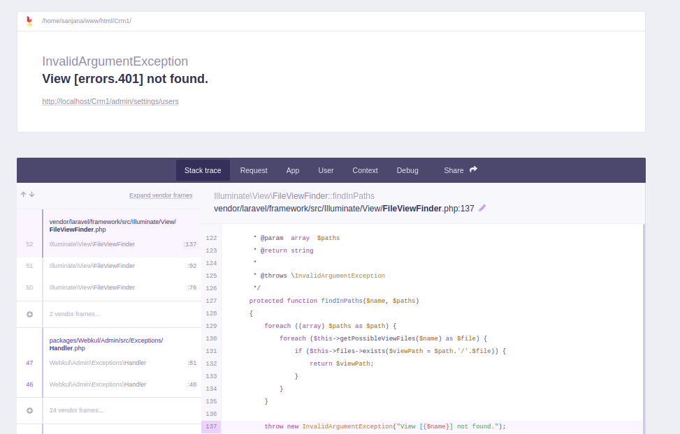 Getting exception when new user Login · Issue #166 · krayin/laravel-crm · GitHub