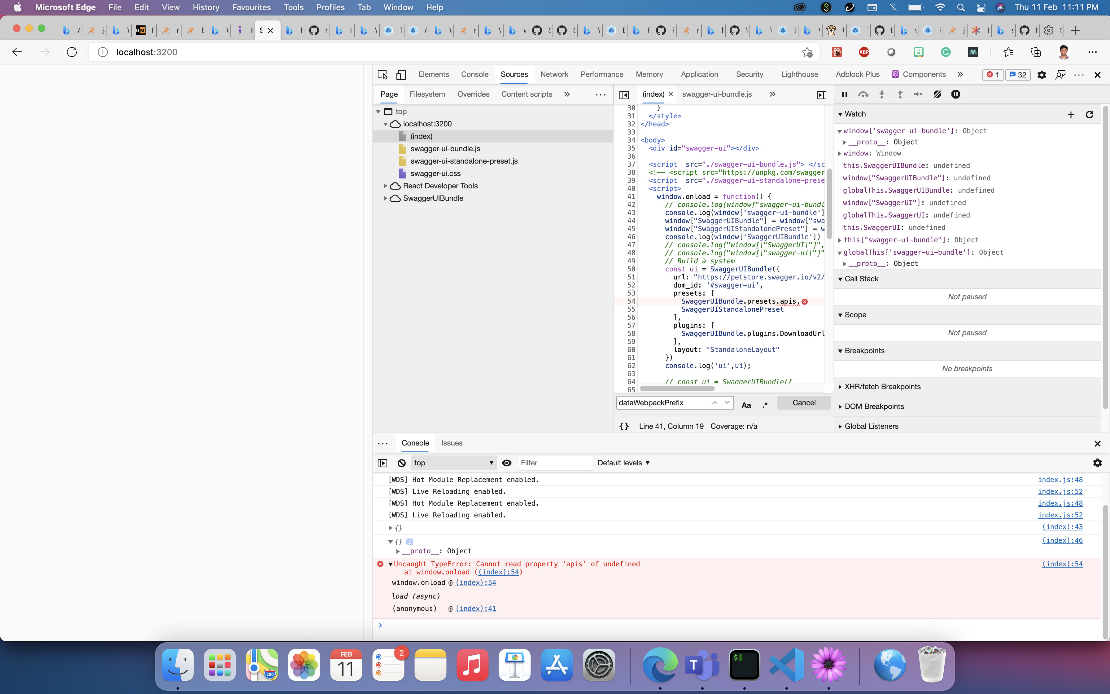 Uncaught TypeError: Cannot read property 'apis' of undefined at window ...
