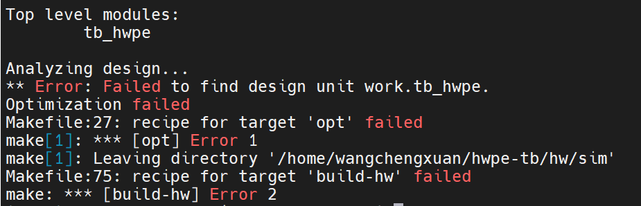 failed to find design unit work.tb_hwpe · Issue #3 · pulp-platform/hwpe-tb · GitHub